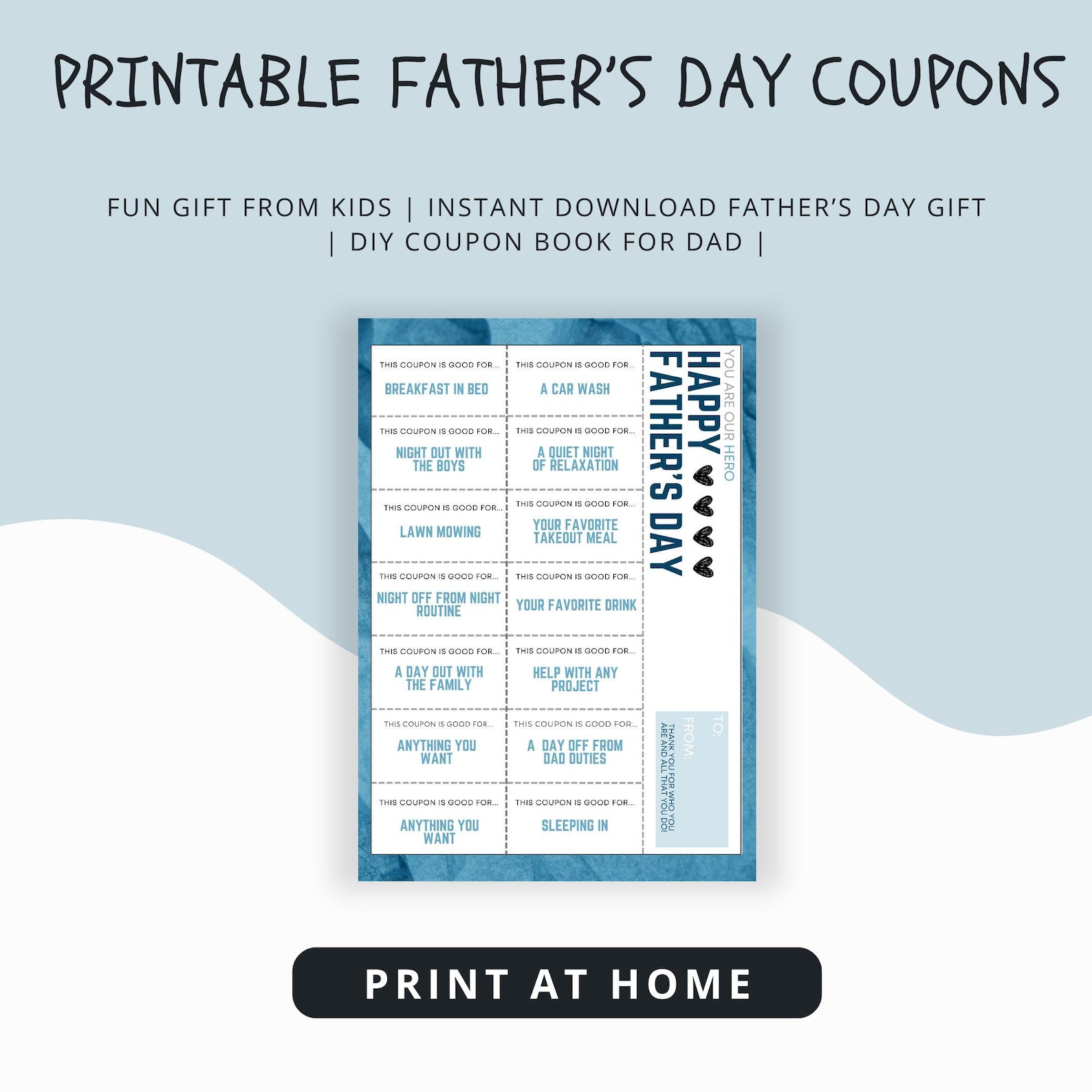 Printable Father’s Day Coupons | Fun Gift From Kids | Instant Download ...