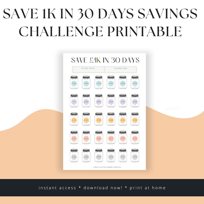 Save 1K in 30 Days Challenge Printable | UK & US Versions (PDF) - Etsy