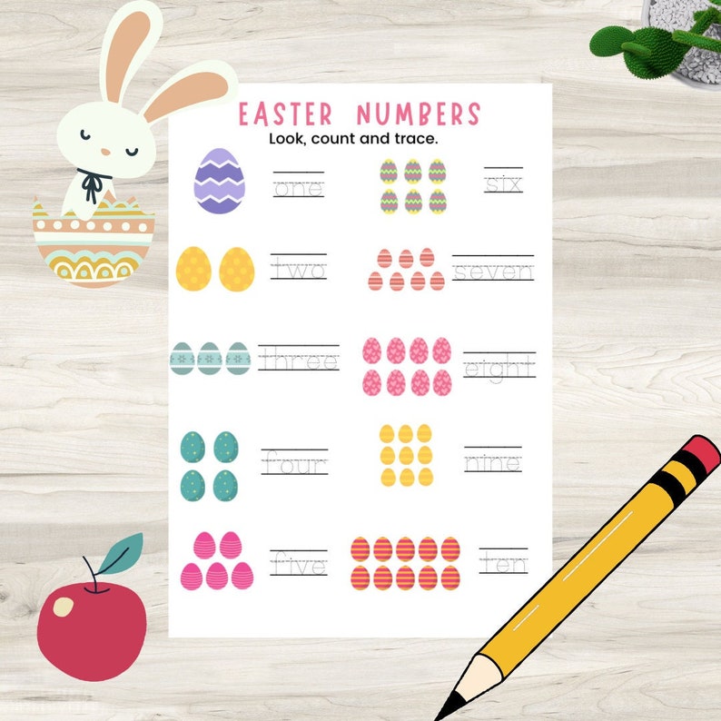 Easter Numbers - Printable Worksheet. Counting and Handwriting Pre ...
