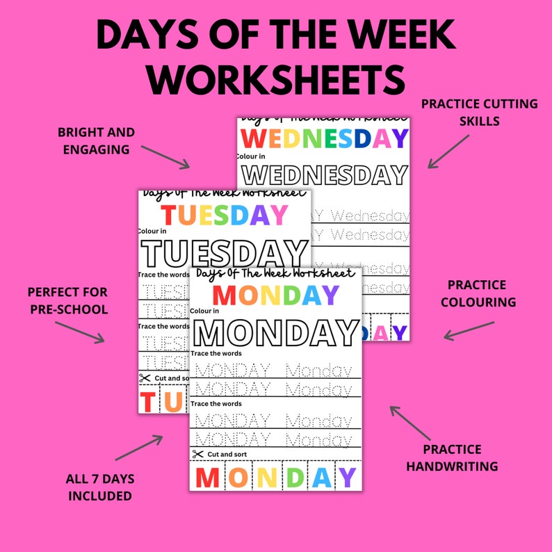 Days of the Week Printable Worksheets. Monday-friday Letter Formation ...