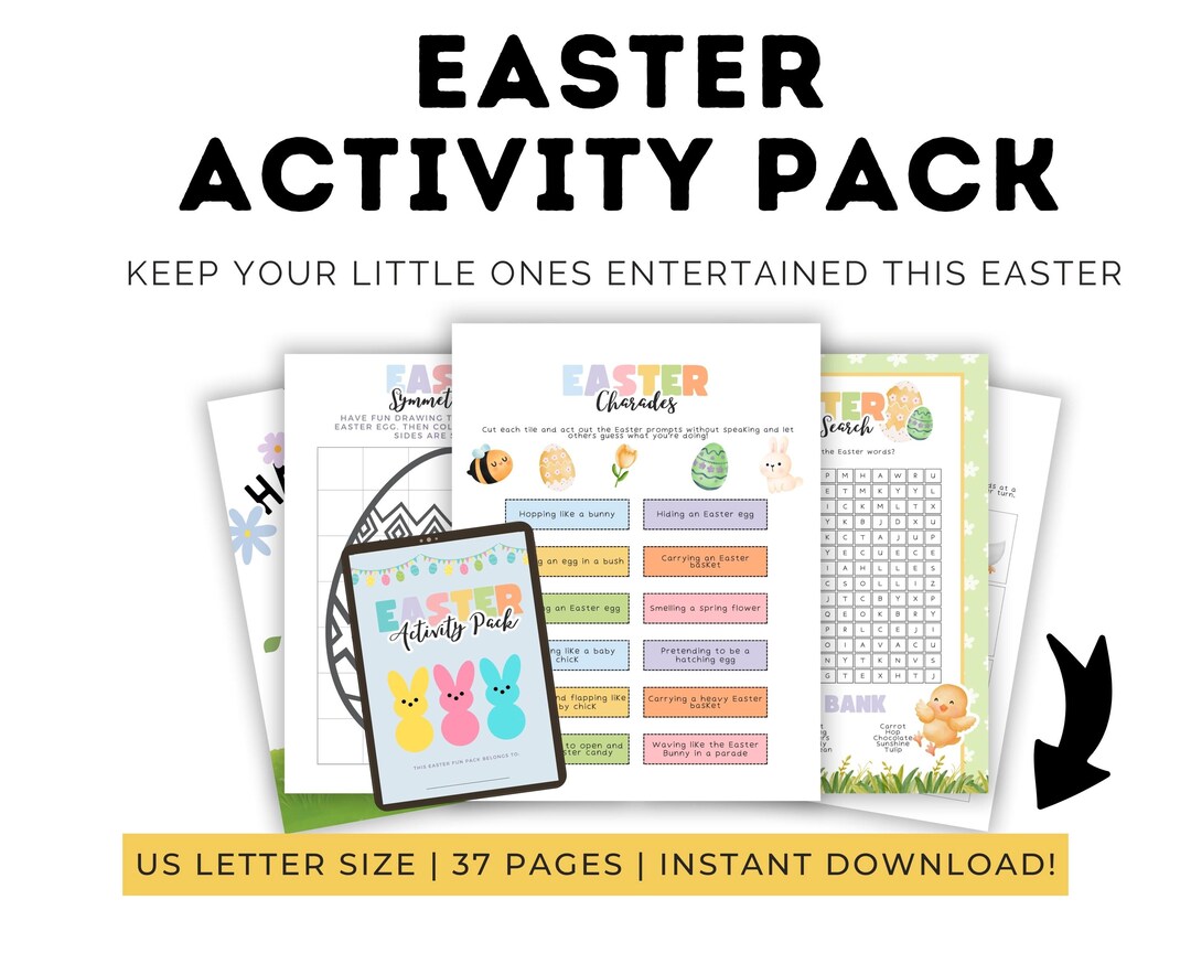 Easter Fun Activity Pack - Printable for Kids - 37 Pages of Colouring ...