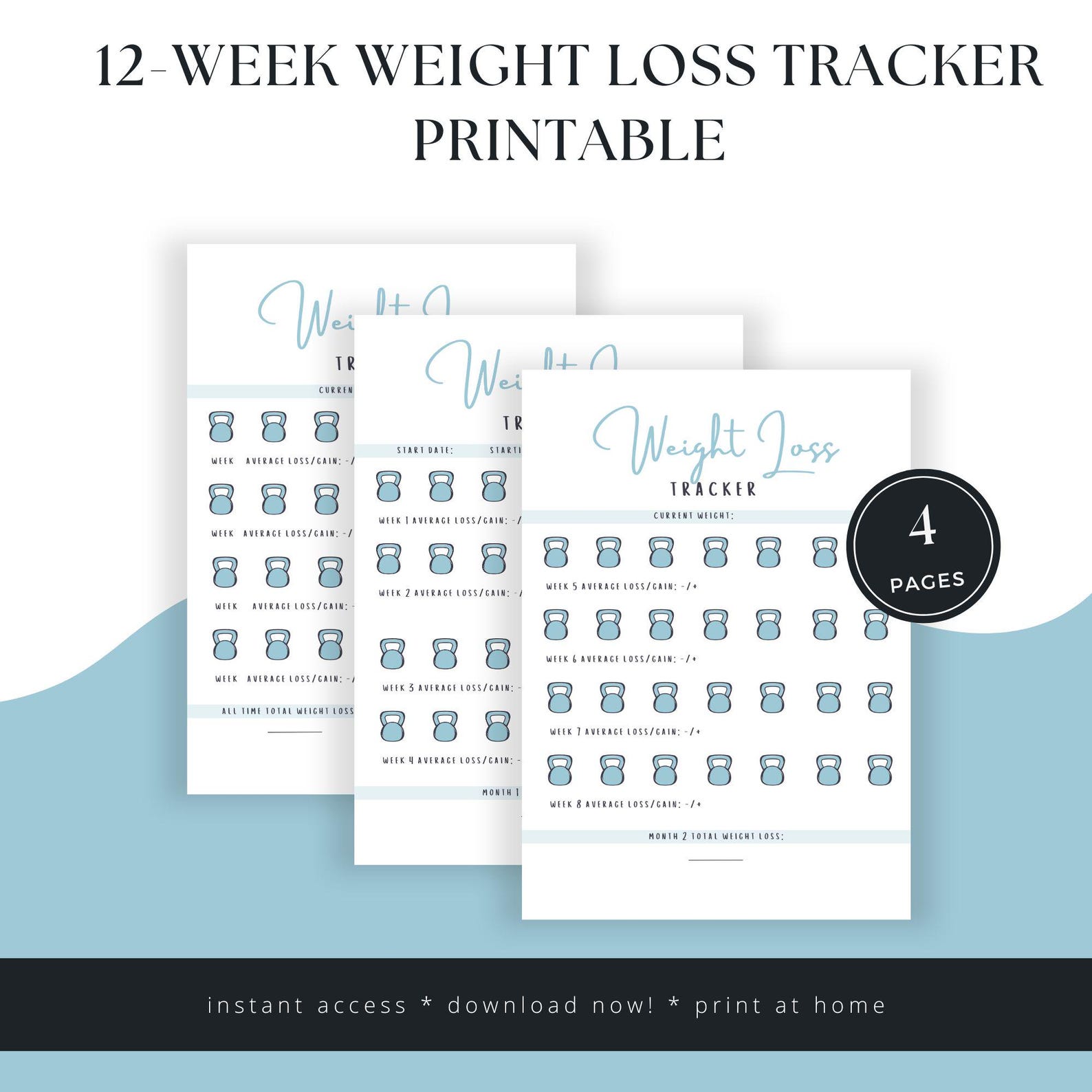 12-week Weight Loss Tracker Printable: Weekly Progress Planner (PDF ...