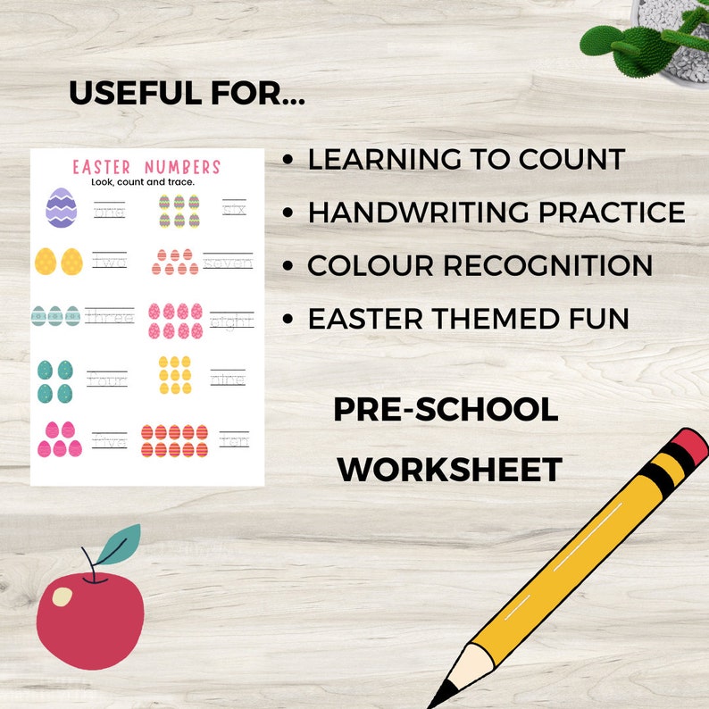 Easter Numbers - Printable Worksheet. Counting and Handwriting Pre ...