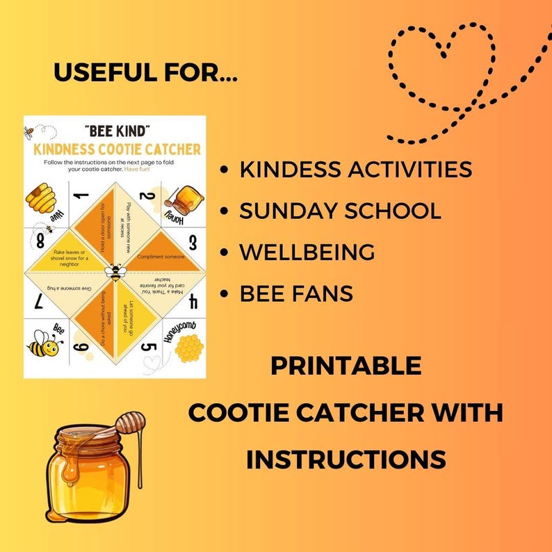 Bee Kind Cootie Catcher - Printable Acts of Kindness Cootie Catcher - Etsy