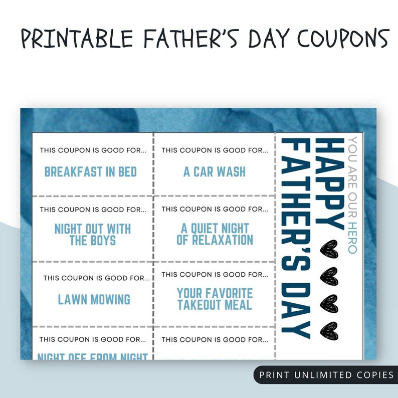 Printable Father’s Day Coupons | Fun Gift From Kids | Instant Download ...