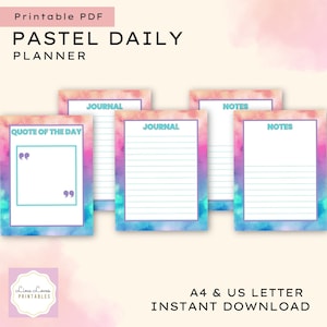 Pastel Daily Planner - Meal Plan - Daily Schedule - Notes - Etsy