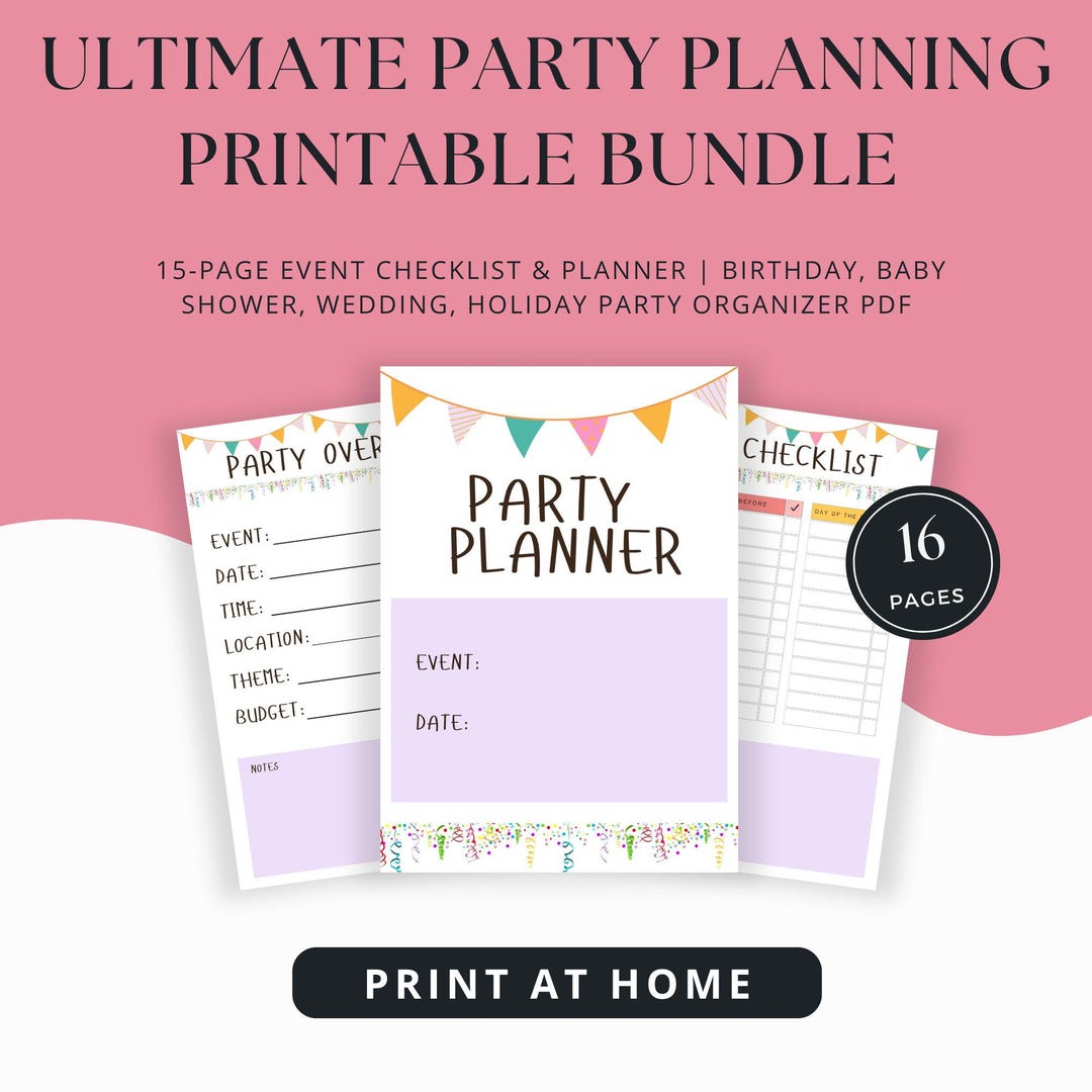 Party Planning Printable Bundle: Event Checklist & Planner (PDF ...