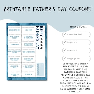 Printable Father’s Day Coupons | Fun Gift From Kids | Instant Download ...