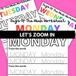 Days of the Week Printable Worksheets. Monday-friday Letter Formation ...