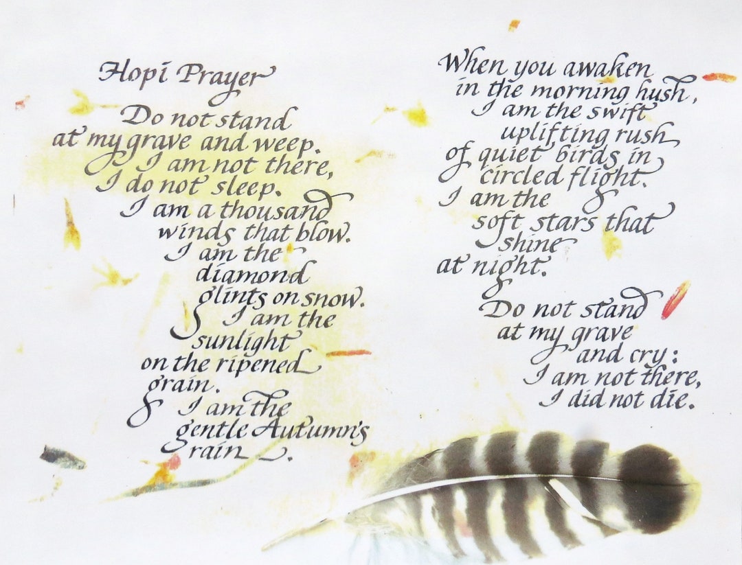 Poetic Hopi Prayer for Bereavement Print American Indian Prose Sympathy ...