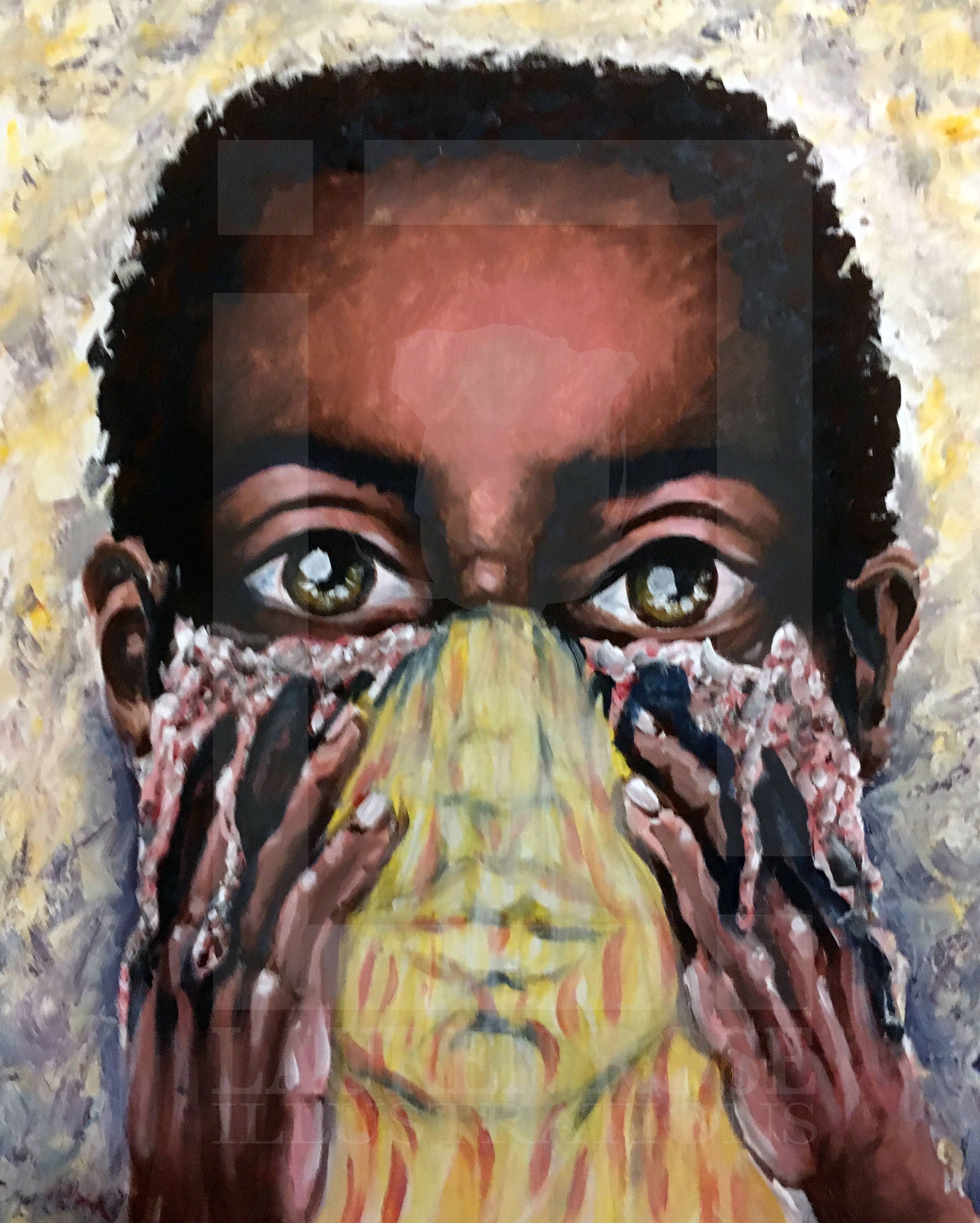 Healing of the Blind Man, Portrait Illustration Print, John 9, African ...