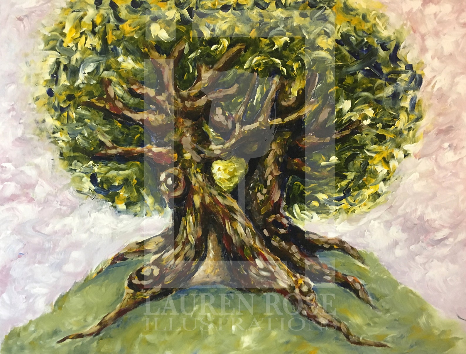 Tree Abstract Painting Print, Nature Abstract Landscape Painting, Love ...