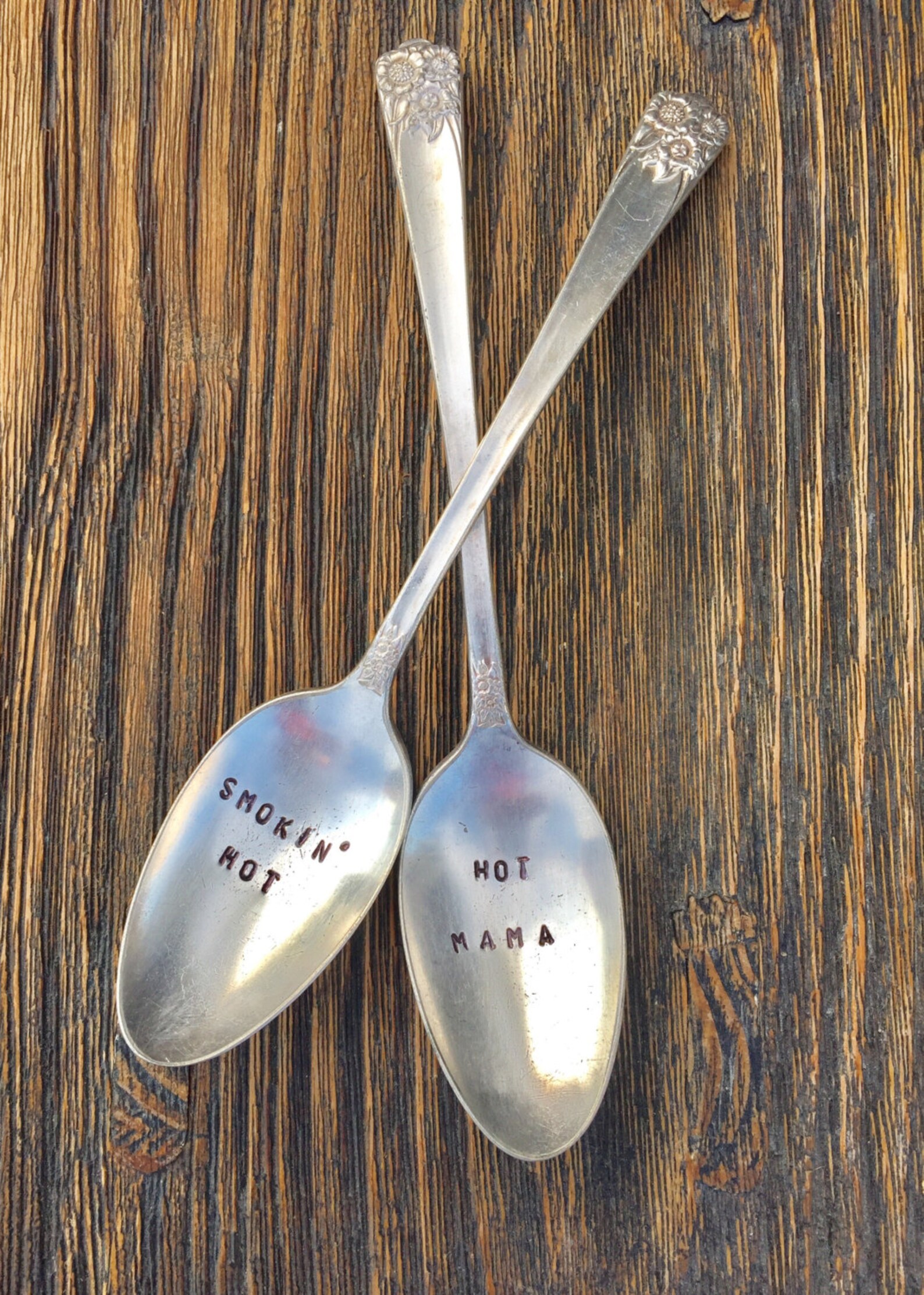 Silver Plate Hand Stamp Serving Spoons Perfect Hostess Gift | Etsy