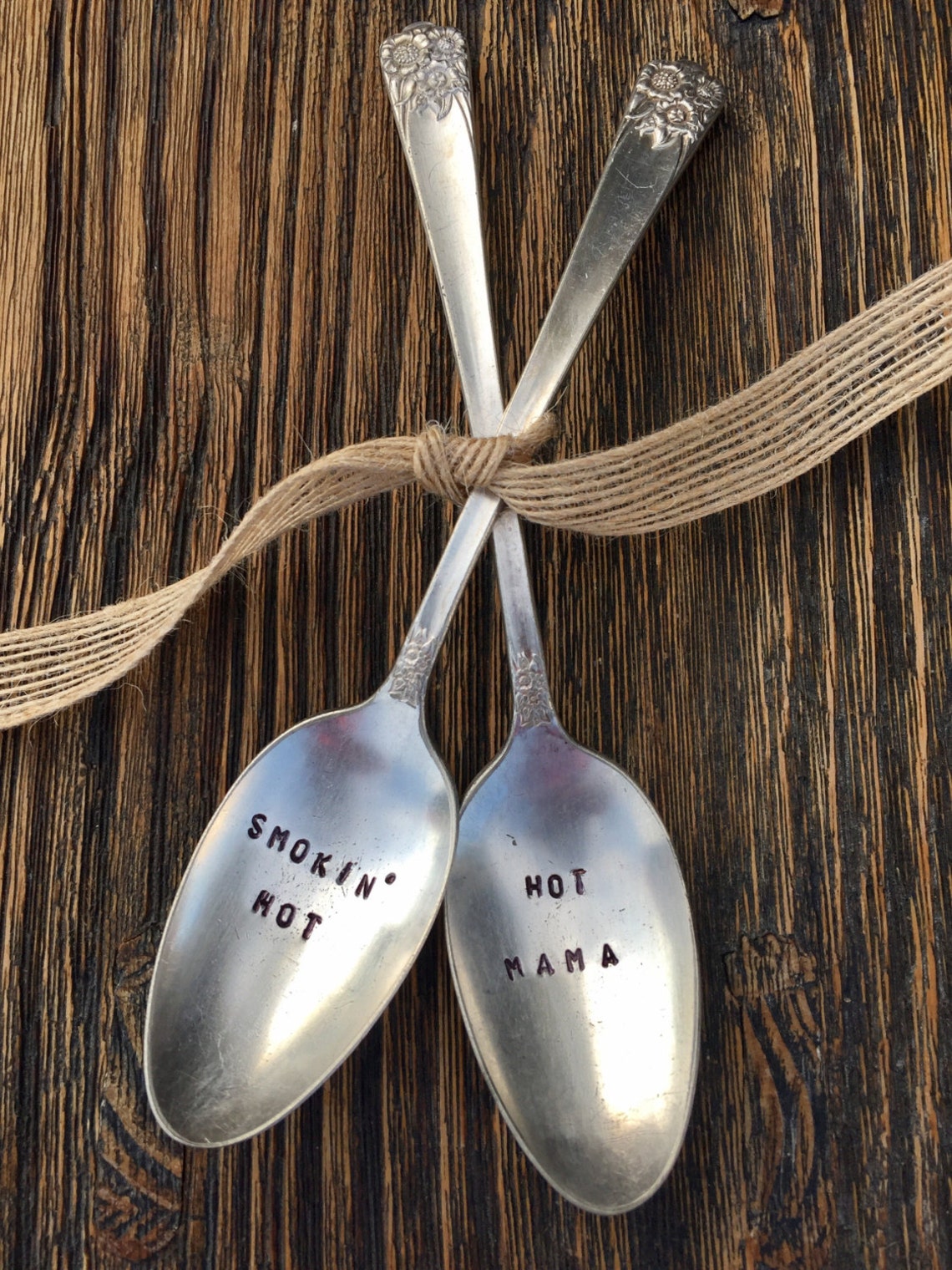 Silver Plate Hand Stamp Serving Spoons Perfect Hostess Gift | Etsy