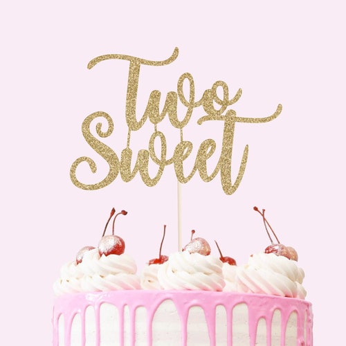 Two Sweet Cake Topper Glitter Second Birthday. Birthday - Etsy