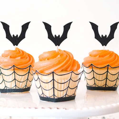 Bat Cupcake Toppers Halloween Party Decorations. Halloween - Etsy