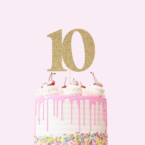 Number 10 Cake Topper Glitter Tenth Birthday Cake Topper. - Etsy