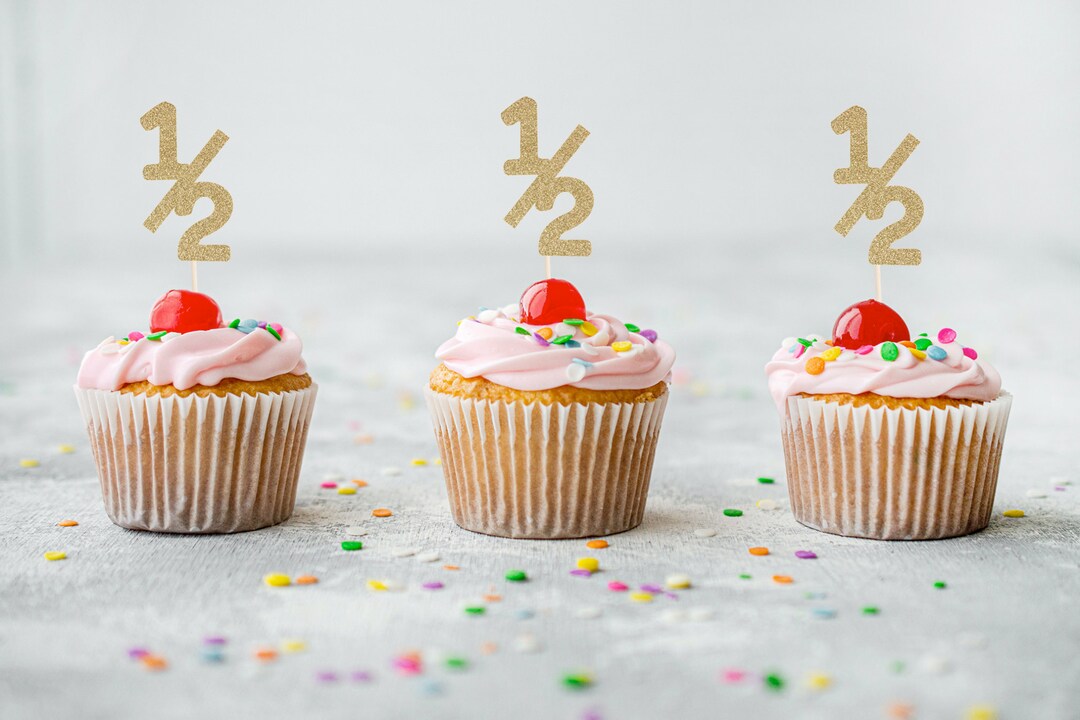 1/2 Cupcake Toppers Glitter Half Cupcake Toppers. Half - Etsy