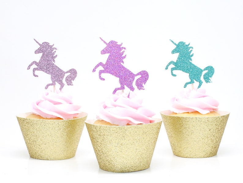 Unicorn Cupcake Toppers Glitter First Birthday Decor. - Etsy Canada