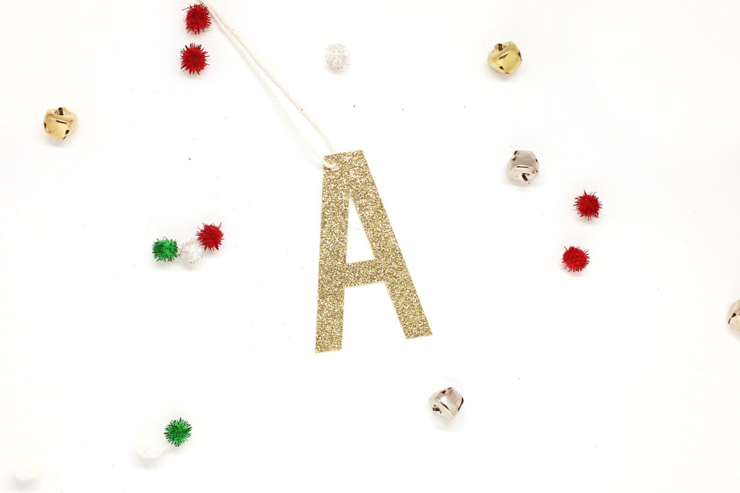 Letter Gift Tag Glitter Initial Gift Tag Glitter Gift Tag Stocking Tags ...