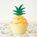 Pineapple Top Cupcake Toppers Green Glitter 12 Toppers Tropical Party ...