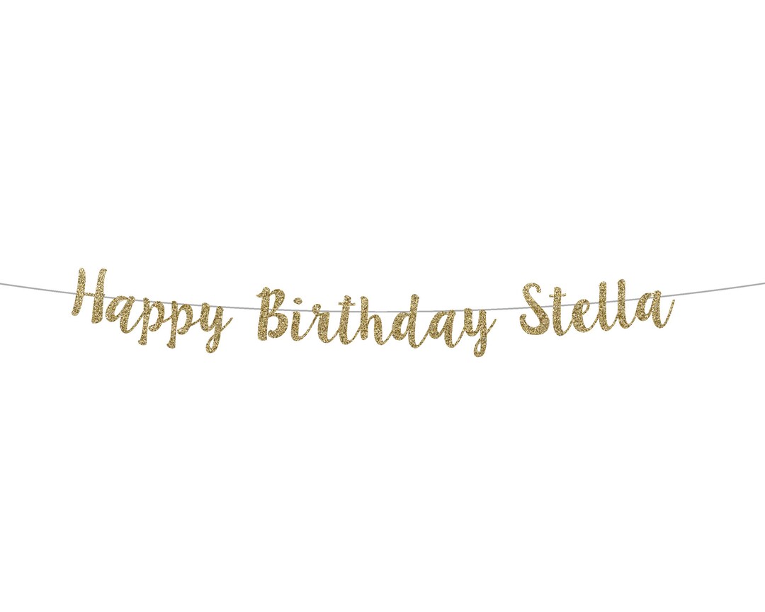 Happy Birthday Banner Custom Script Glitter Banner Glitter - Etsy