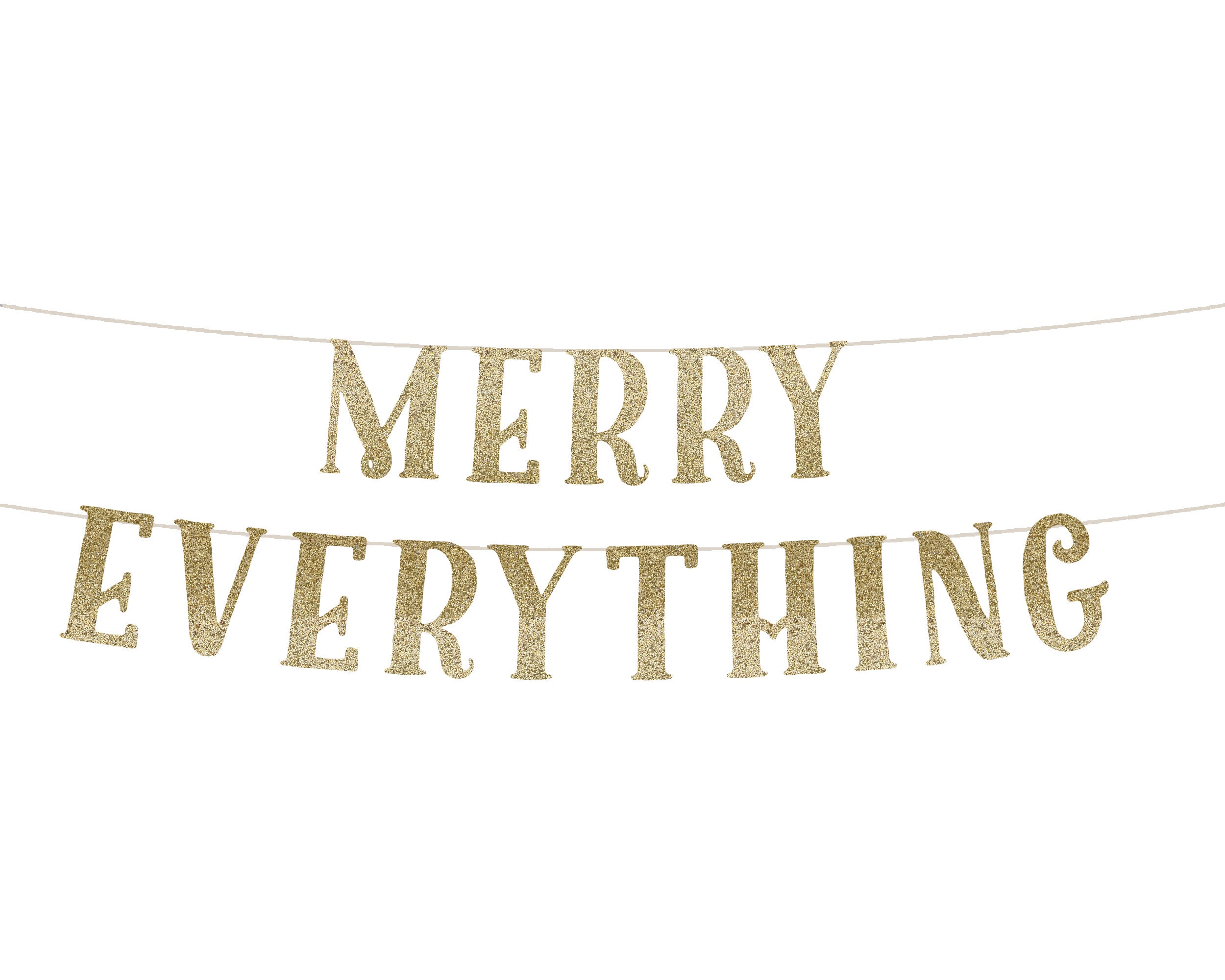 Merry Everything Party Banner Decorations Funny Christmas Sign Gold ...