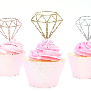 Diamond Cupcake Toppers Glitter Bachelorette Party. Engagement Party ...