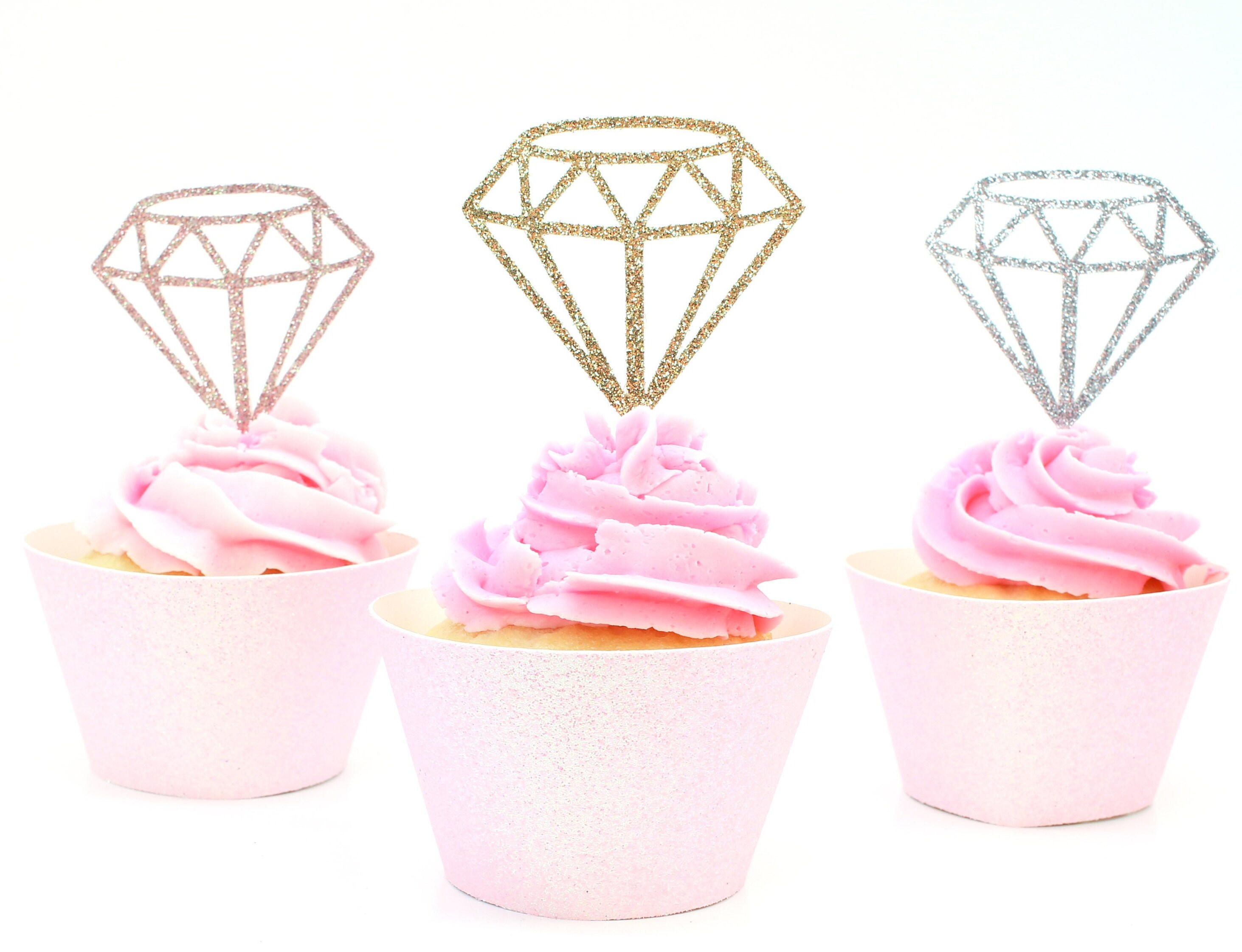 Diamond Cupcake Toppers Glitter Bachelorette Party. - Etsy