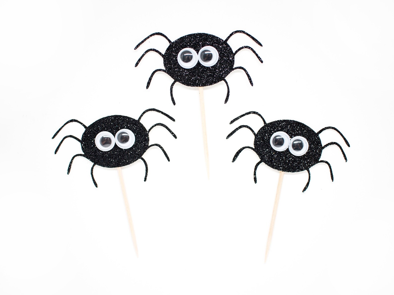 Spider Cupcake Toppers Black Glitter 12 Toppers - Etsy
