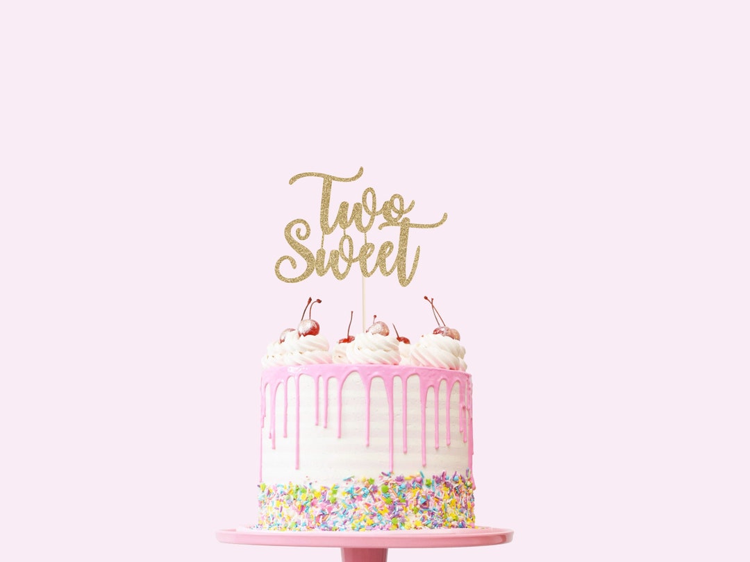 Two Sweet Cake Topper Glitter Second Birthday. Birthday Cake Topper ...