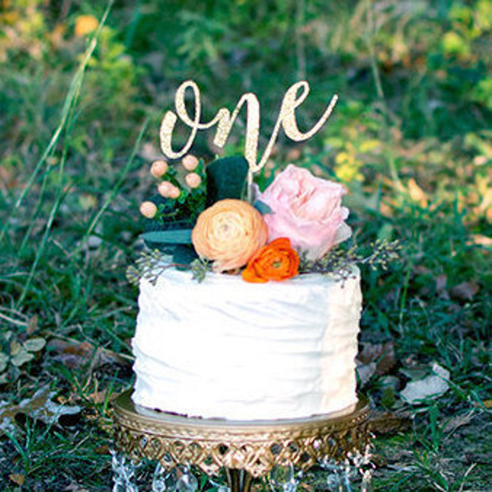 One Cake Topper Glitter First Birthday. One Cake Topper. - Etsy