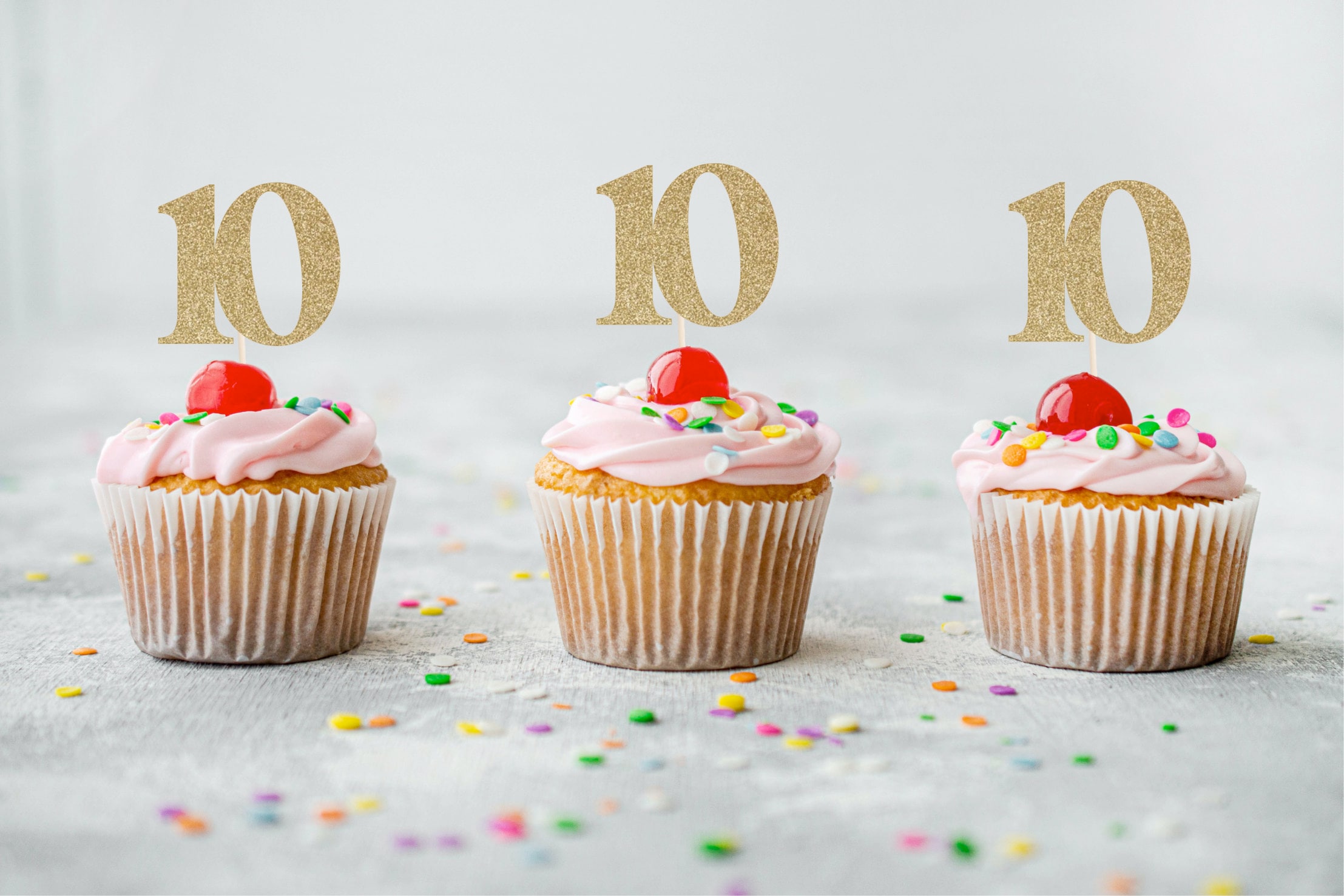 10 Cupcake Toppers Tenth Birthday. Number Ten Cupcake - Etsy