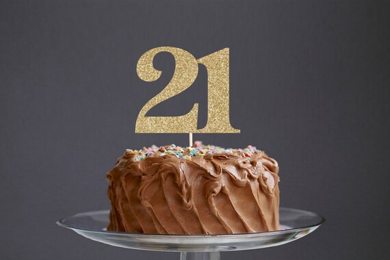 21 Cake Topper - Glitter - Number Cake Sign. 21st Birthday Cake Topper ...