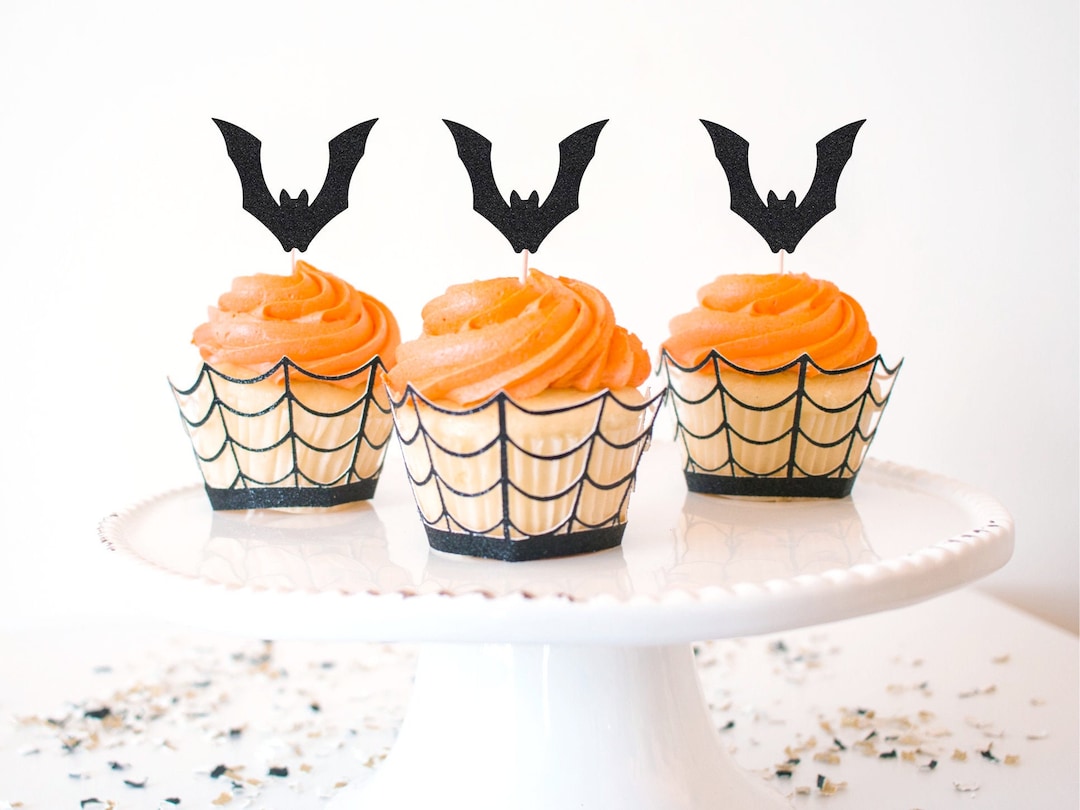 Bat Cupcake Toppers Halloween Party Decorations. Halloween Cupcake ...