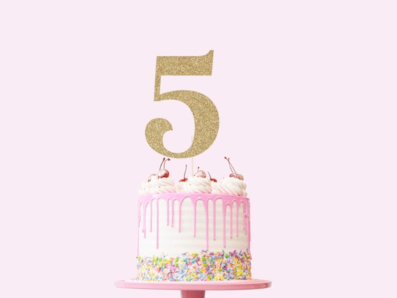 Number 5 Cake Topper - Glitter - Fifth Birthday Cake Topper. 5th ...