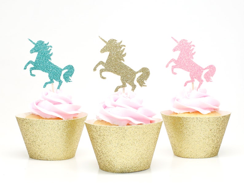 Unicorn Cupcake Toppers Glitter First Birthday Decor. - Etsy Canada