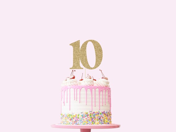 Number 10 Cake Topper Glitter Tenth Birthday Cake Topper. - Etsy