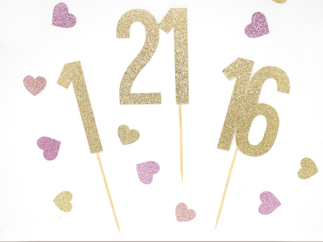 Number Cake Topper Glitter 21st Birthday Cake Topper. - Etsy Canada