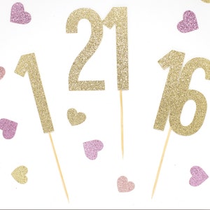 Number Cake Topper Glitter 21st Birthday Cake Topper. - Etsy Canada
