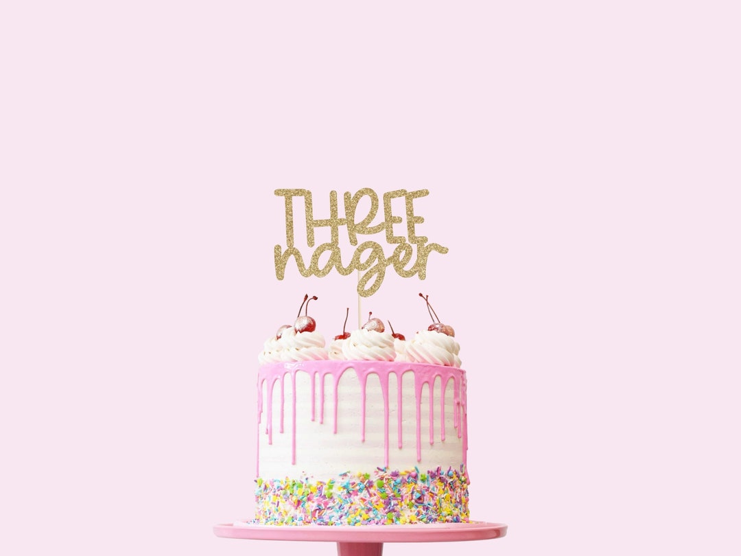 Threenager Cake Topper Glitter Third Birthday. Birthday Cake Topper ...