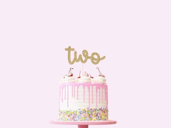 Two Cake Topper - Glitter - Second Birthday Cake Topper. 2nd Birthday ...