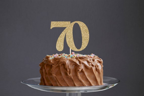 70 Cake Topper Glitter Number Cake Sign. 70th Birthday - Etsy