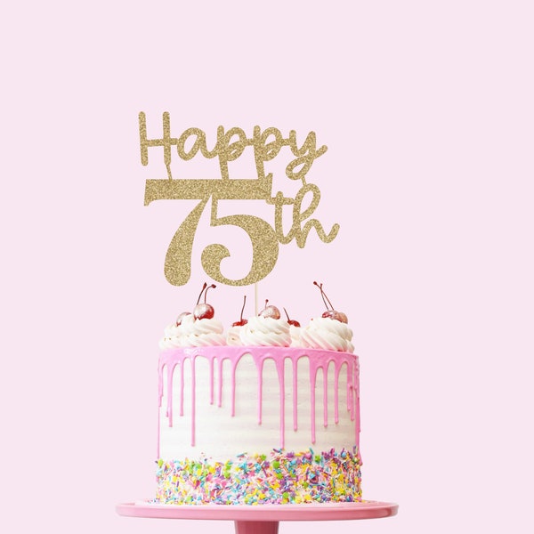 Gold 75th Birthday Cake Topper - Etsy UK