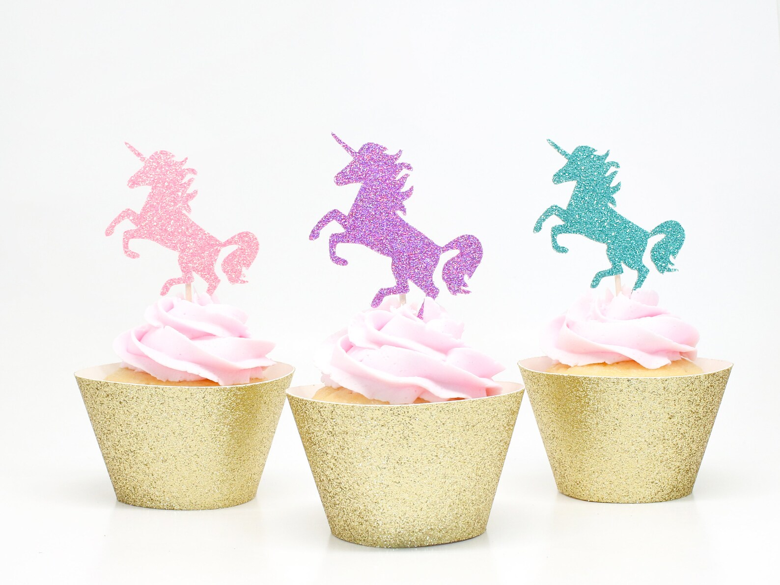 Unicorn Cupcake Toppers Glitter First Birthday Decor. Unicorn Party ...