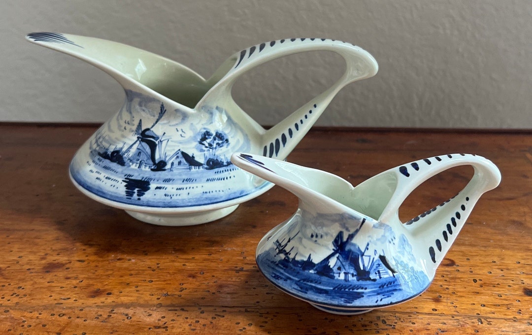 Two Sweet Blue and White Delft Pitchers - Etsy