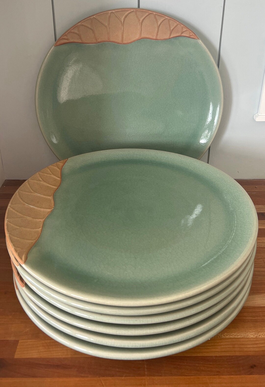 Siam Celadon Wood Ash Glaze Dinner Plates ( Sold in Sets of 2) - Etsy