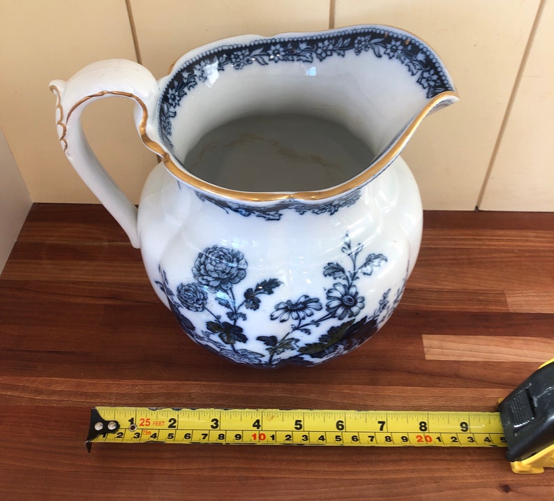 Antique Beautiful Cauldon England Blue and White Pitcher - Etsy