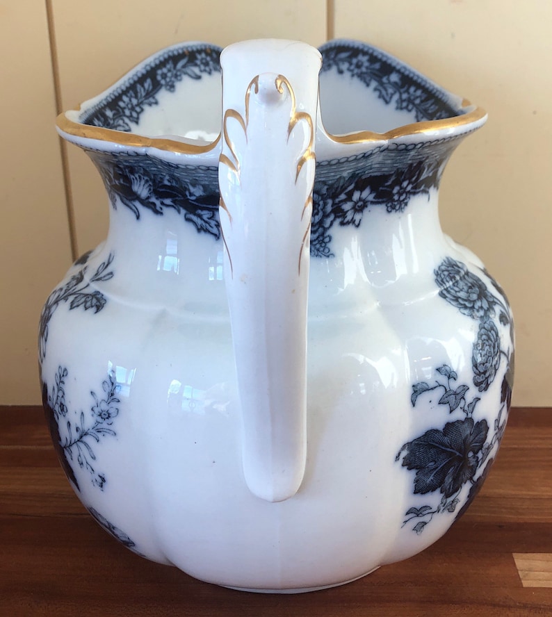 Antique Beautiful Cauldon England Blue and White Pitcher - Etsy