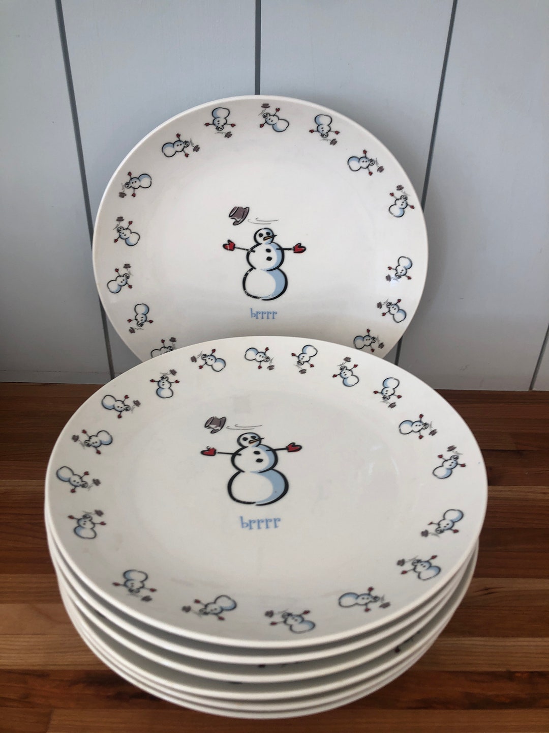 Gibson Formalities Dinner Plates Snowman Set of 7 - Etsy